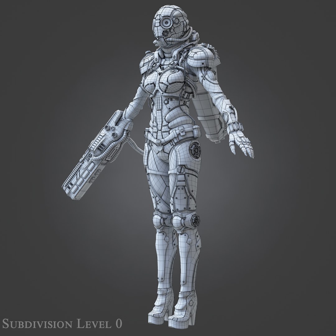 3d Model Of Female Cyborg