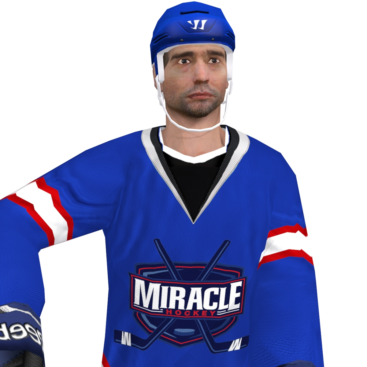 3d model of rigged hockey player