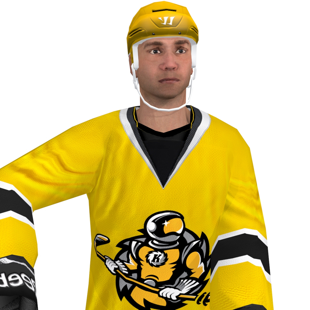 3d model of rigged hockey player