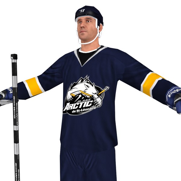 3d model of rigged hockey player