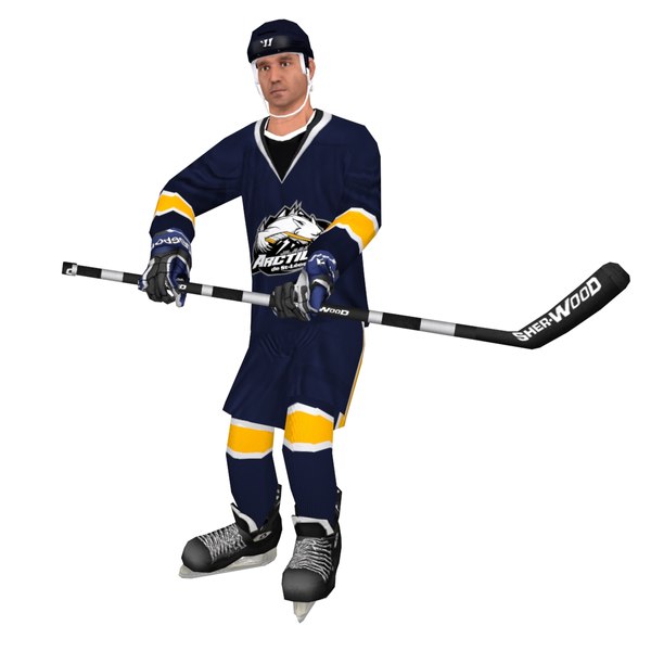 3d model of rigged hockey player