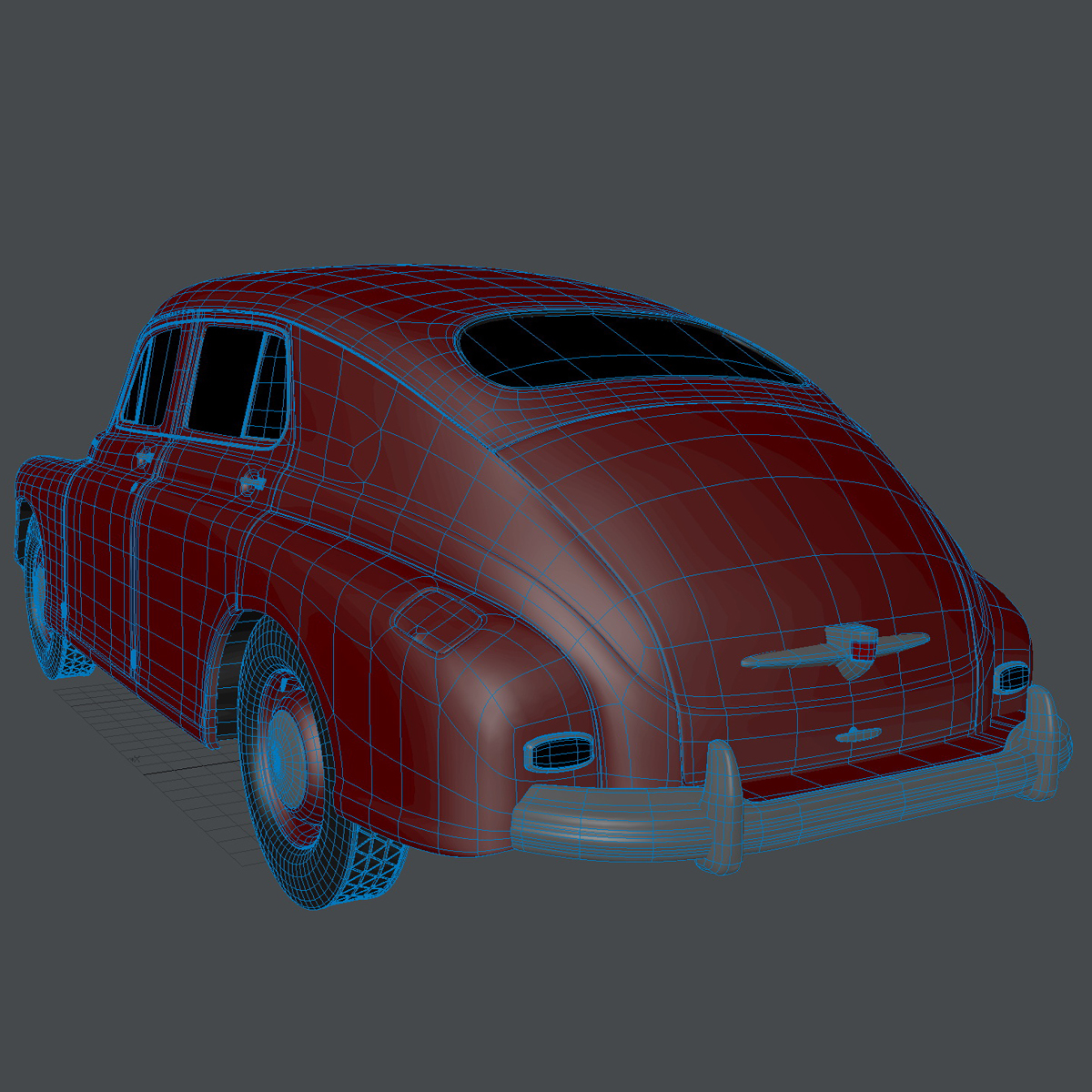 retro car pobeda m20 3d lwo