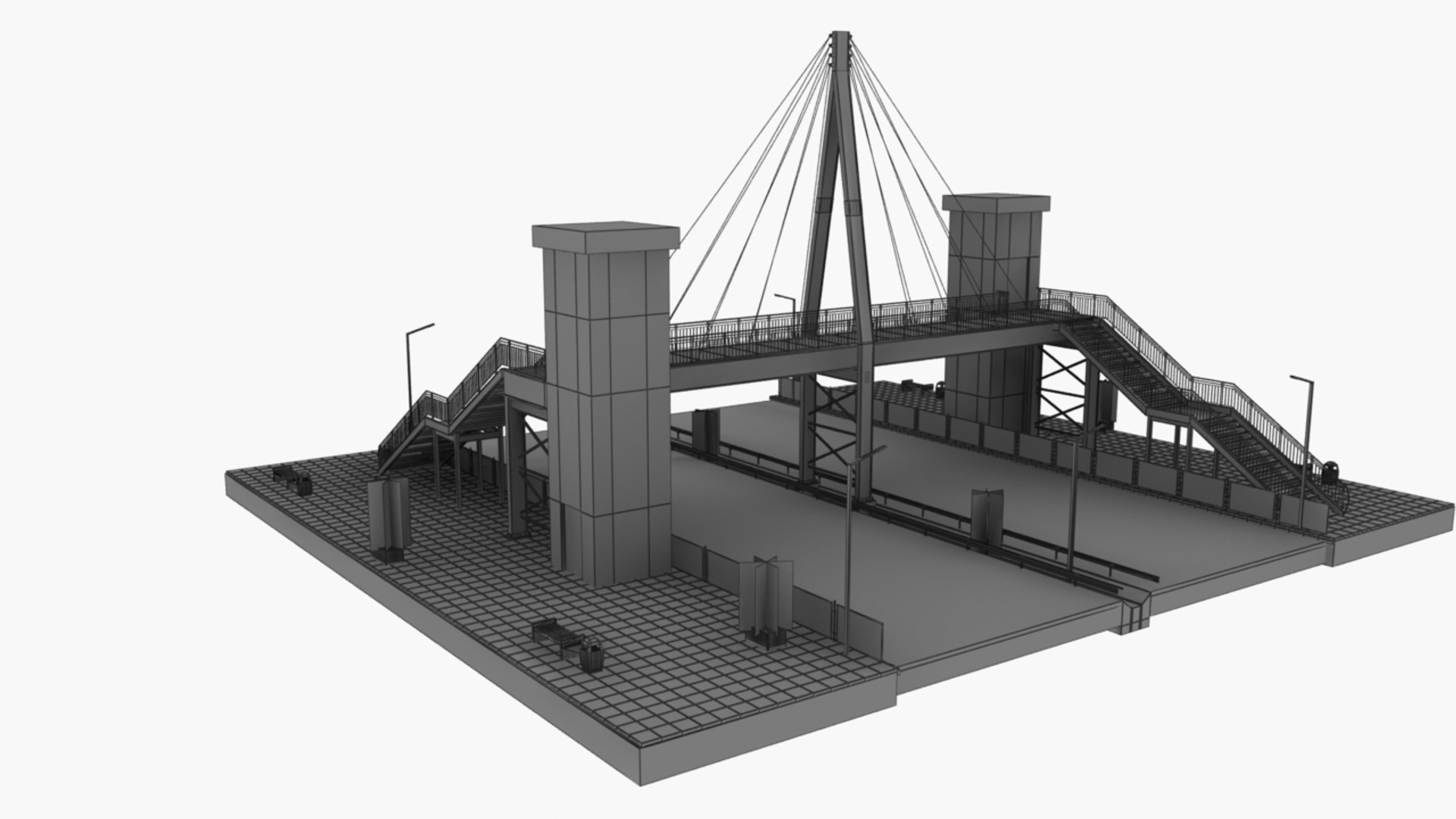 3D Pedestrian Bridge Model - TurboSquid 1222555