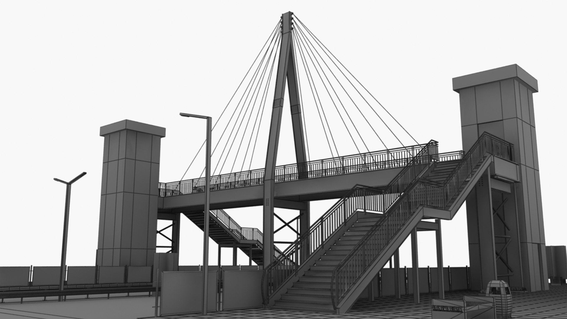 3D Pedestrian Bridge Model - TurboSquid 1222555
