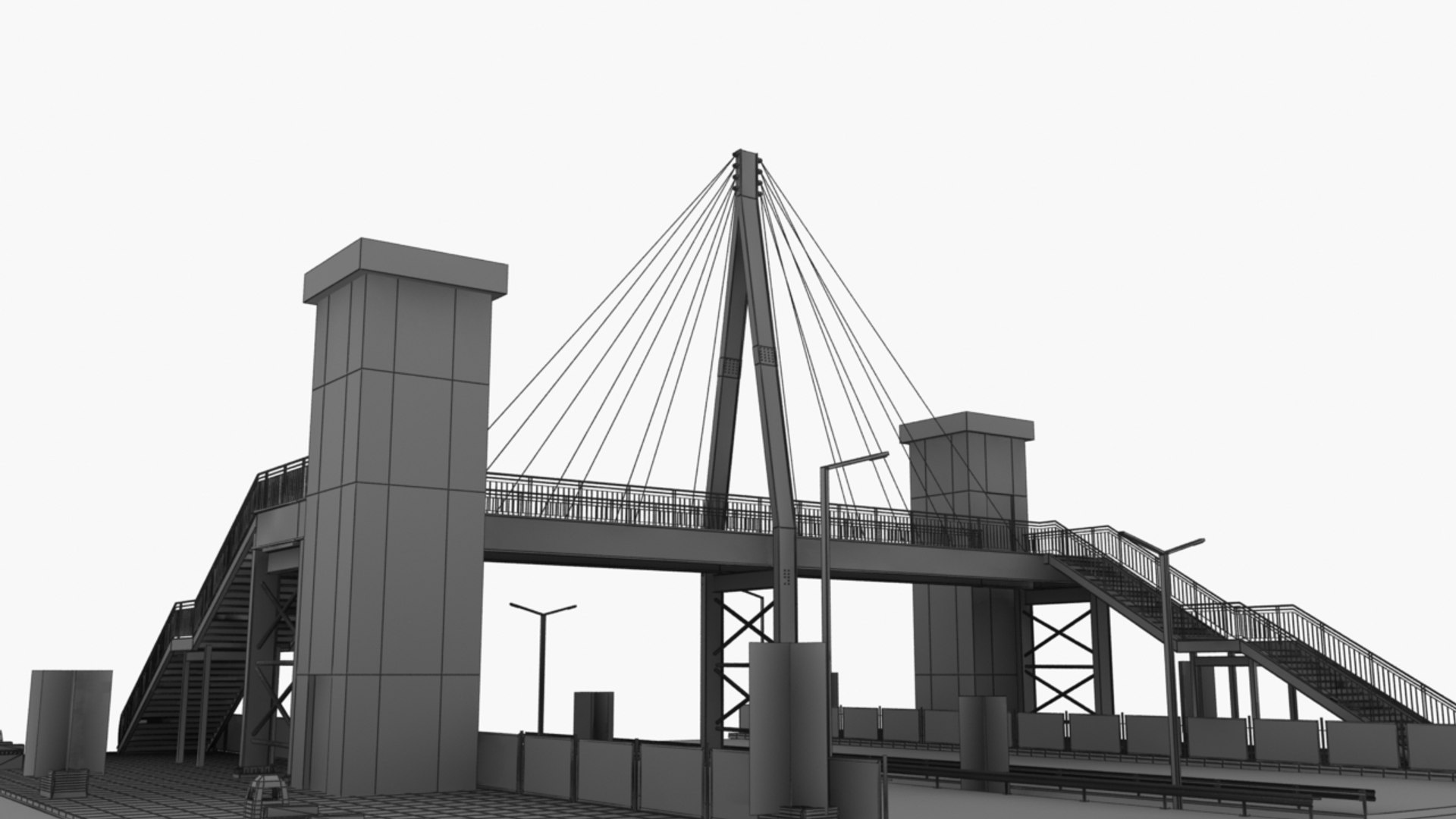 3D Pedestrian Bridge Model - TurboSquid 1222555
