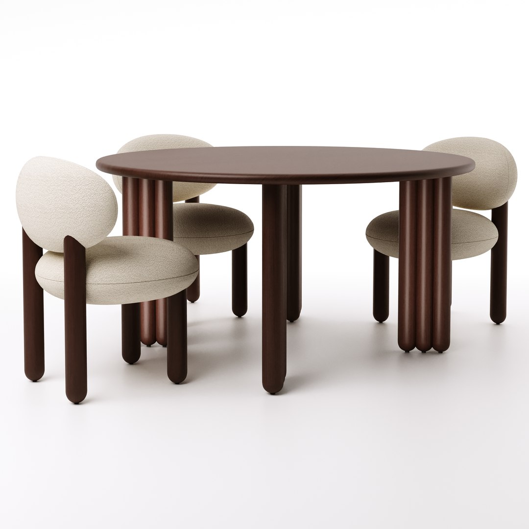 Free Noom Dining Table Flock Chair Flock Set 3D Model - TurboSquid 2271341