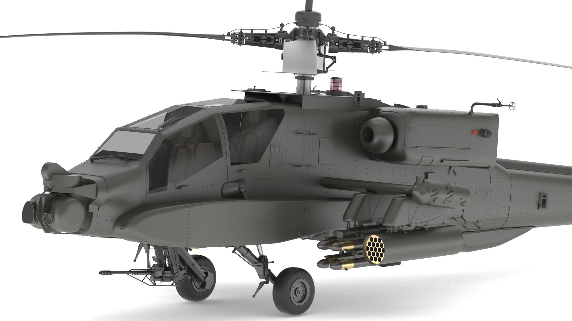 Boeing AH-64D Apache Longbow Helicopter with Cockpit 3D model ...