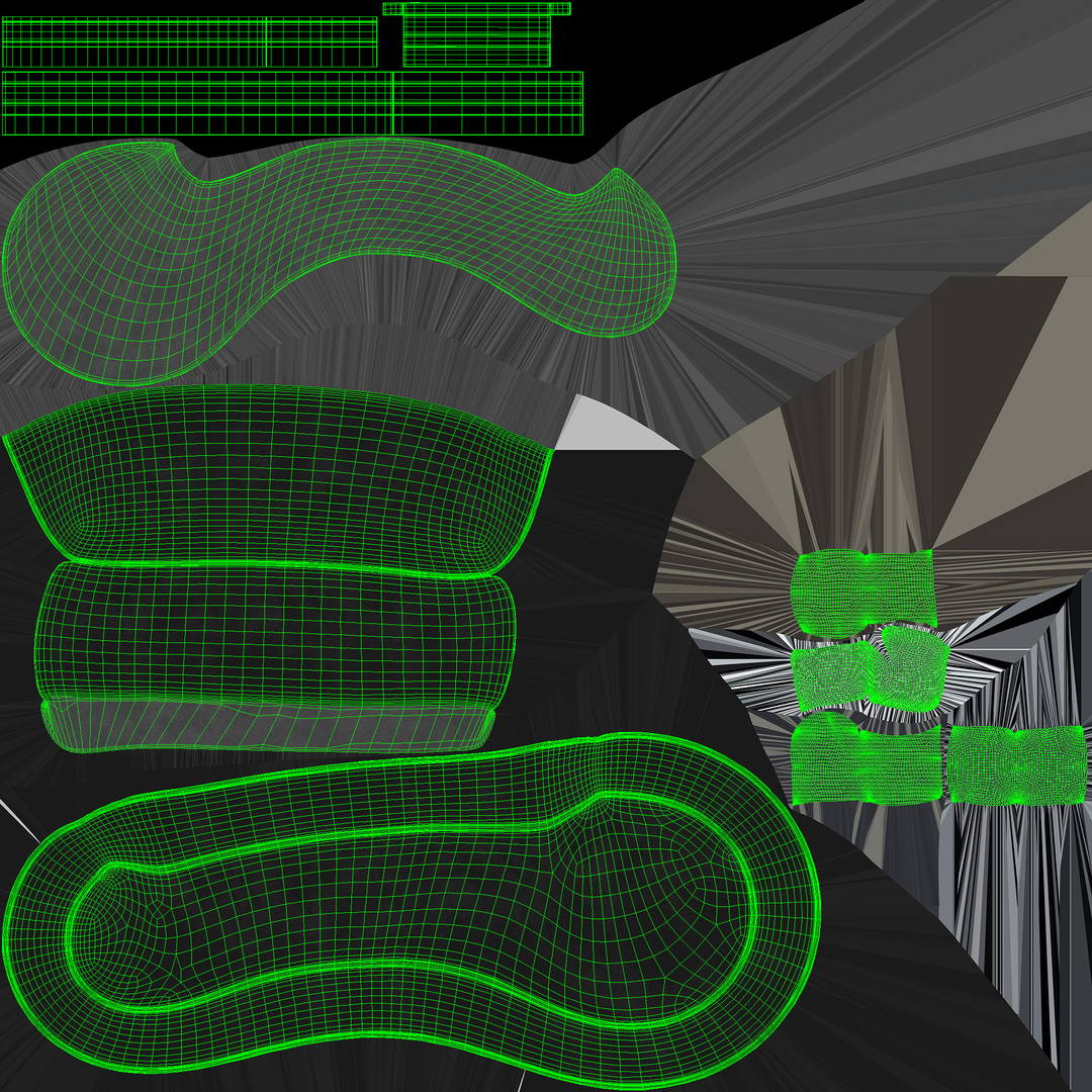 modelo 3d Serpentine Sofa Black Leather - TurboSquid 1930828