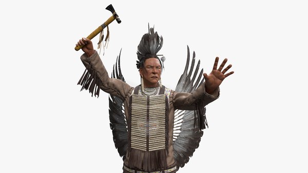 modelo 3d Jefe nativo americano con tomahawk - TurboSquid 2324011