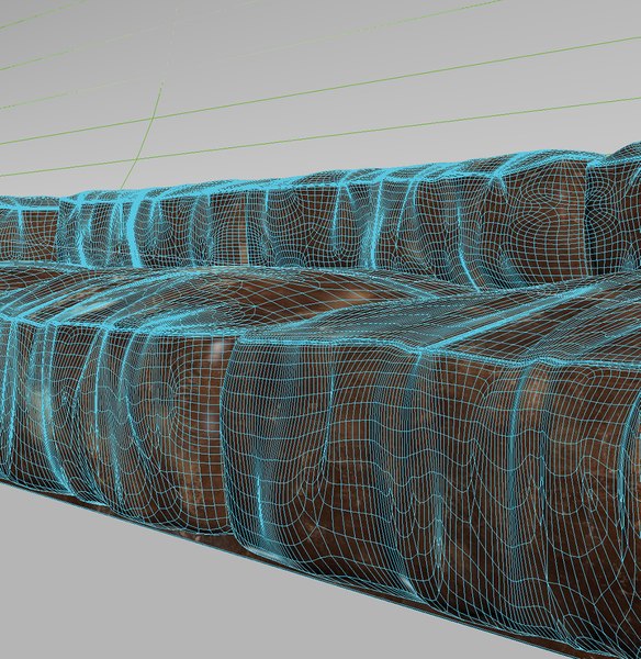3ds max wrinkled leather sofa worn