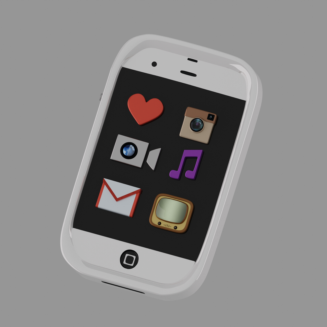Cute White Vintage Iphone And Icons Model - TurboSquid 2288355