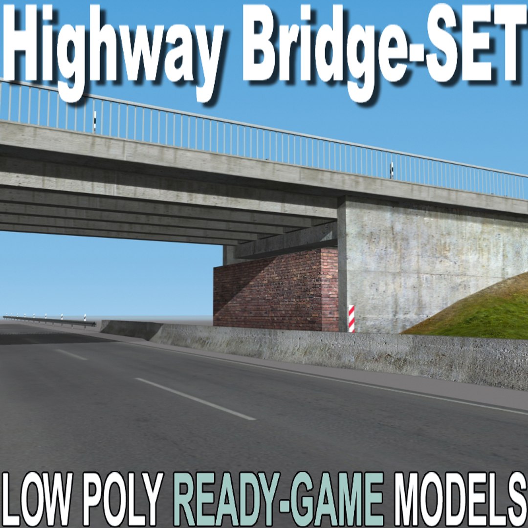 3d model highway bridge set