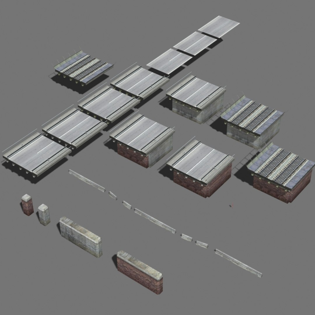 3d Model Highway Bridge Set