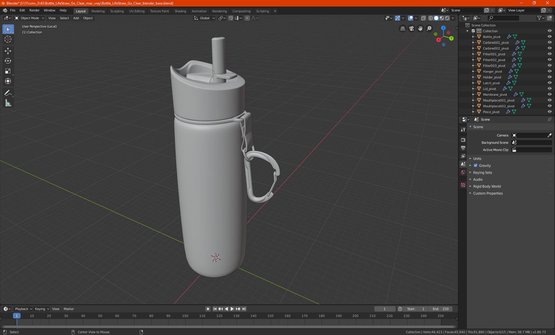 LifeStraw Go Advanced Water Filter Bottle Turquoise 3D model ...