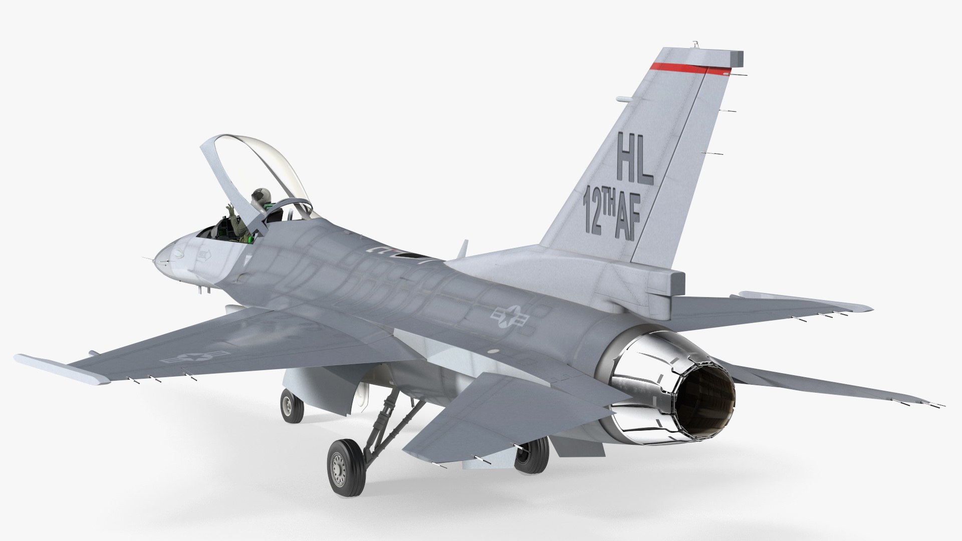 Fighter F 16 Fighting Falcon US Air Force With a Pilot Gesture Ok 3D ...
