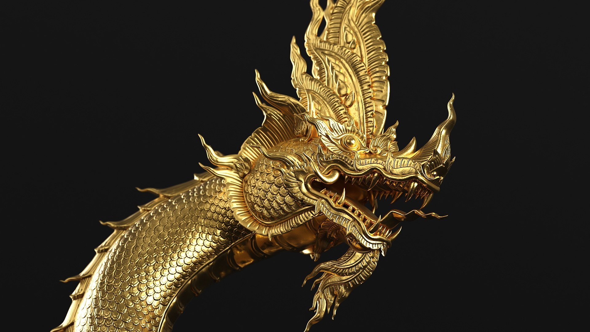 Golden Chinese Dragons Rigged For Cinema 4D Collection 3D Model ...