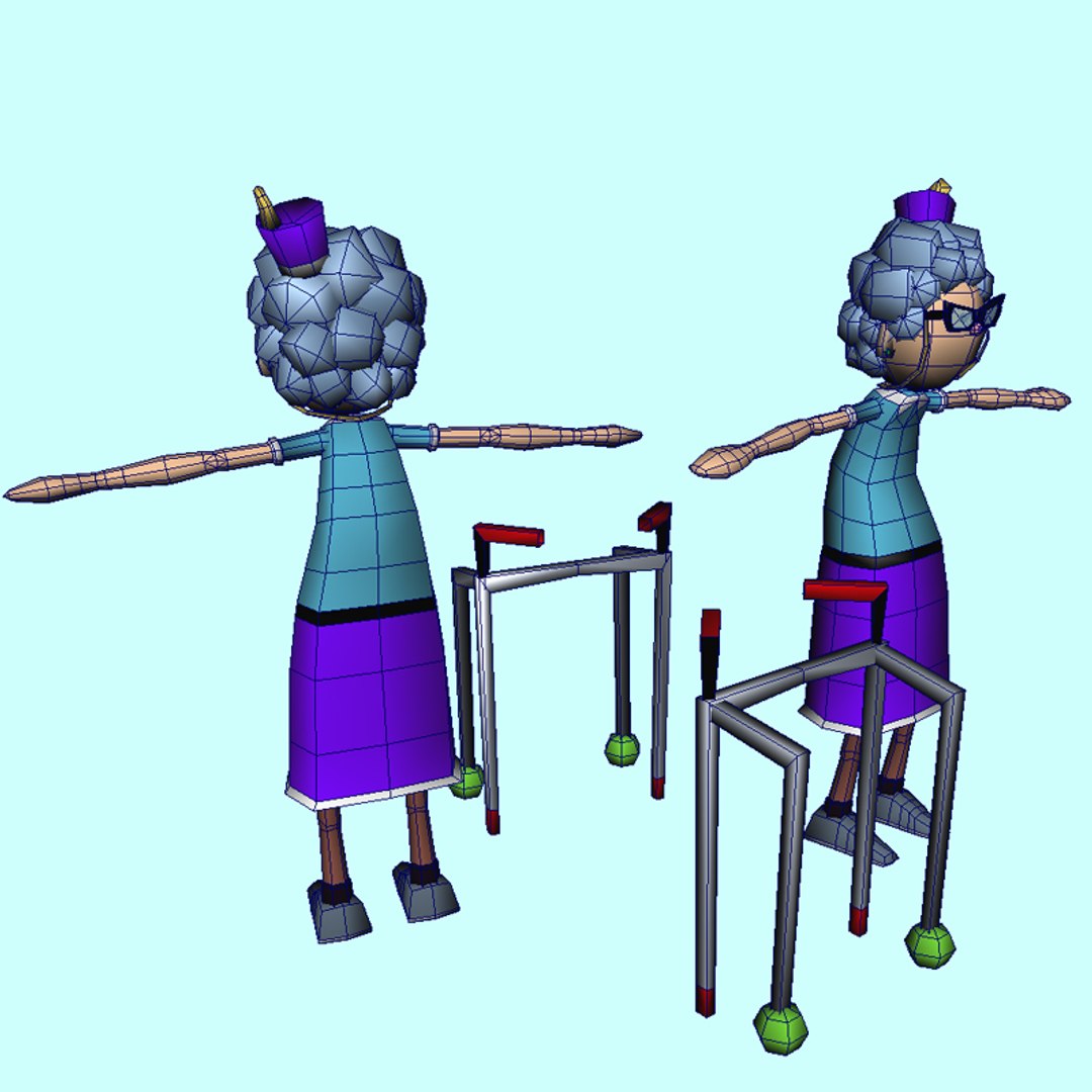 Old Lady Grandmother 3d Model