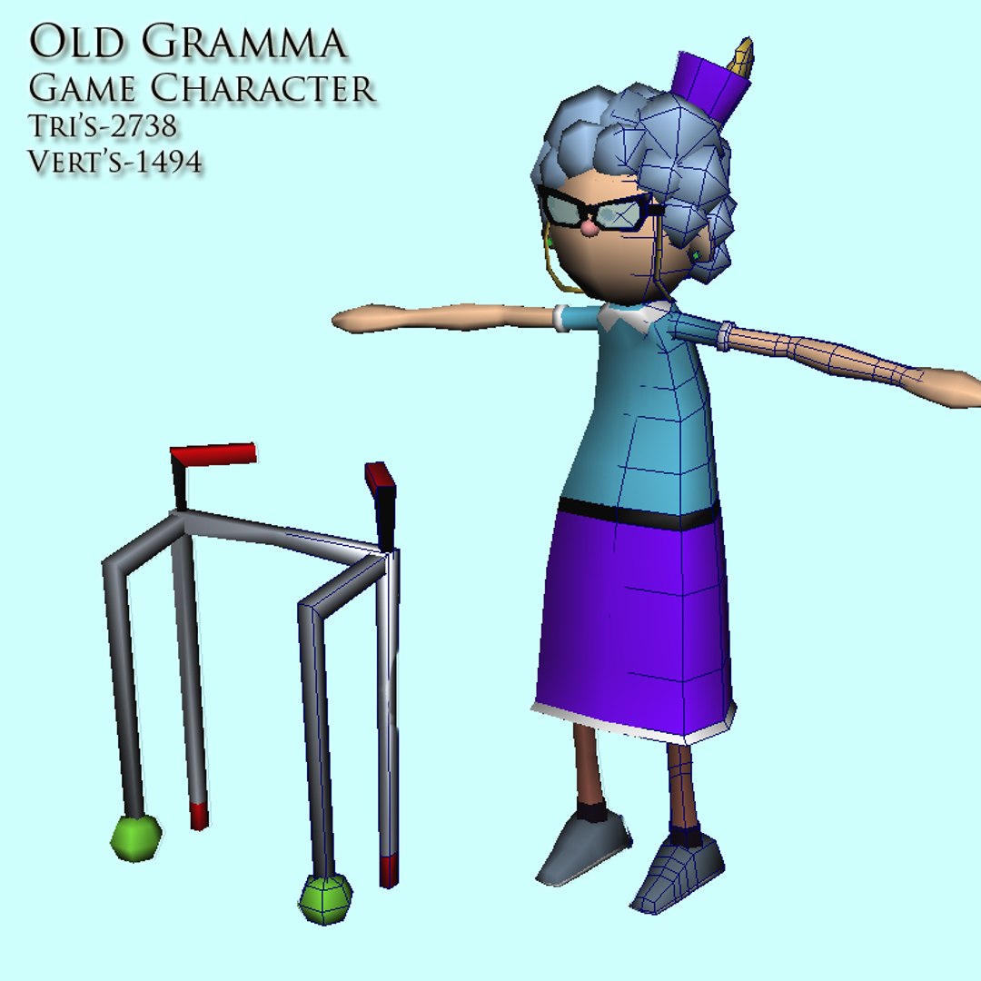 Old Lady Grandmother 3d Model