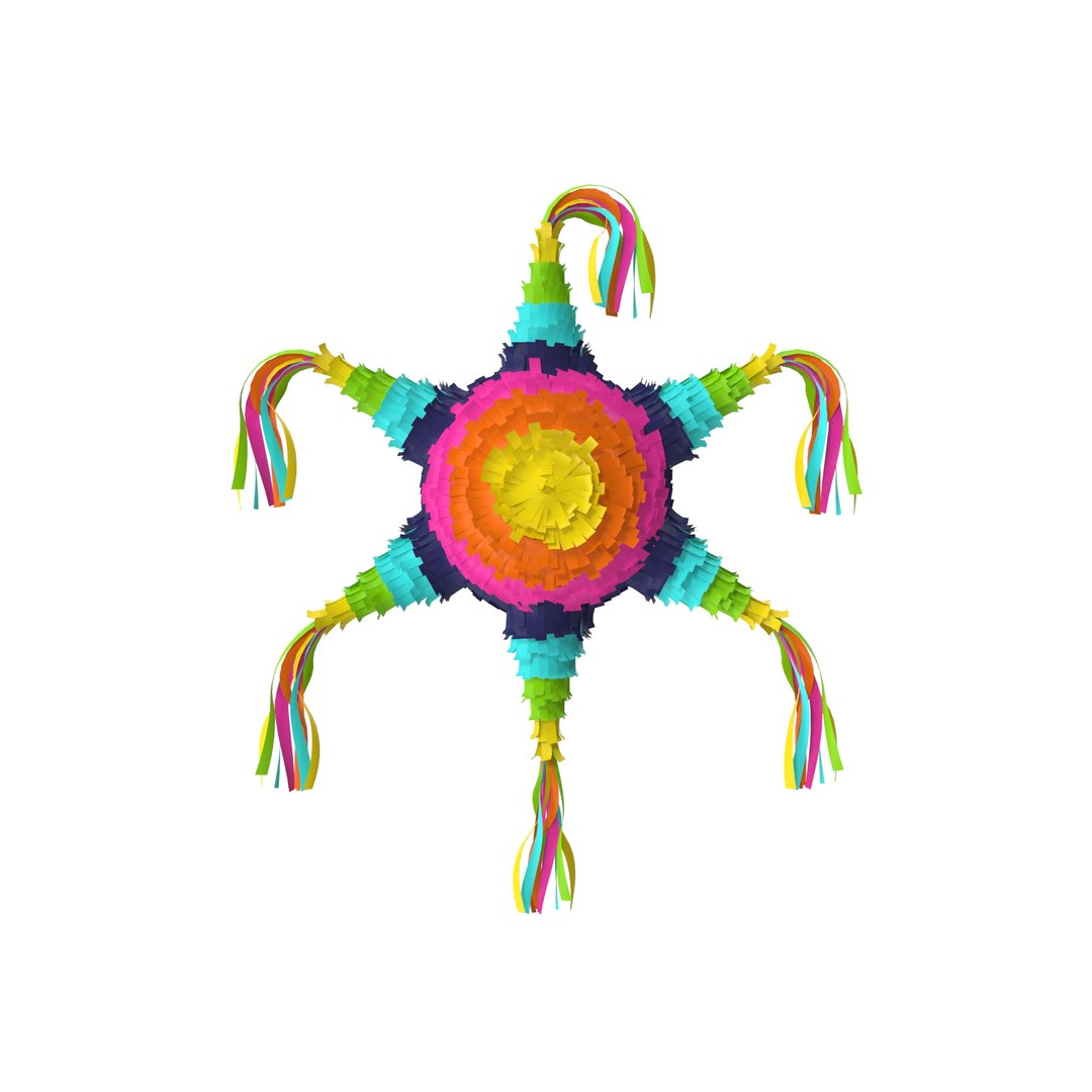 Traditional Multi Colored Mexican Party Pinata Star 3D Model ...