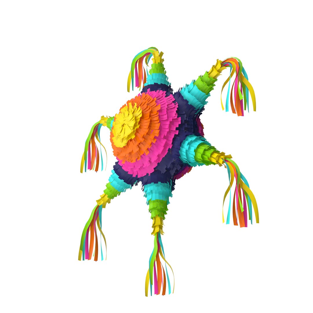 Traditional Multi Colored Mexican Party Pinata Star 3D Model ...