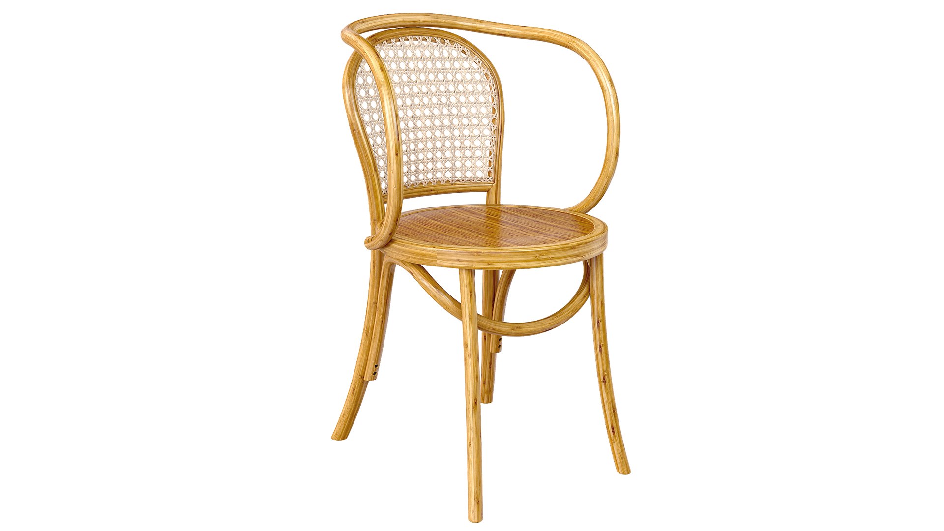 3D model Wooden Round Chair With Rattan - TurboSquid 1919993