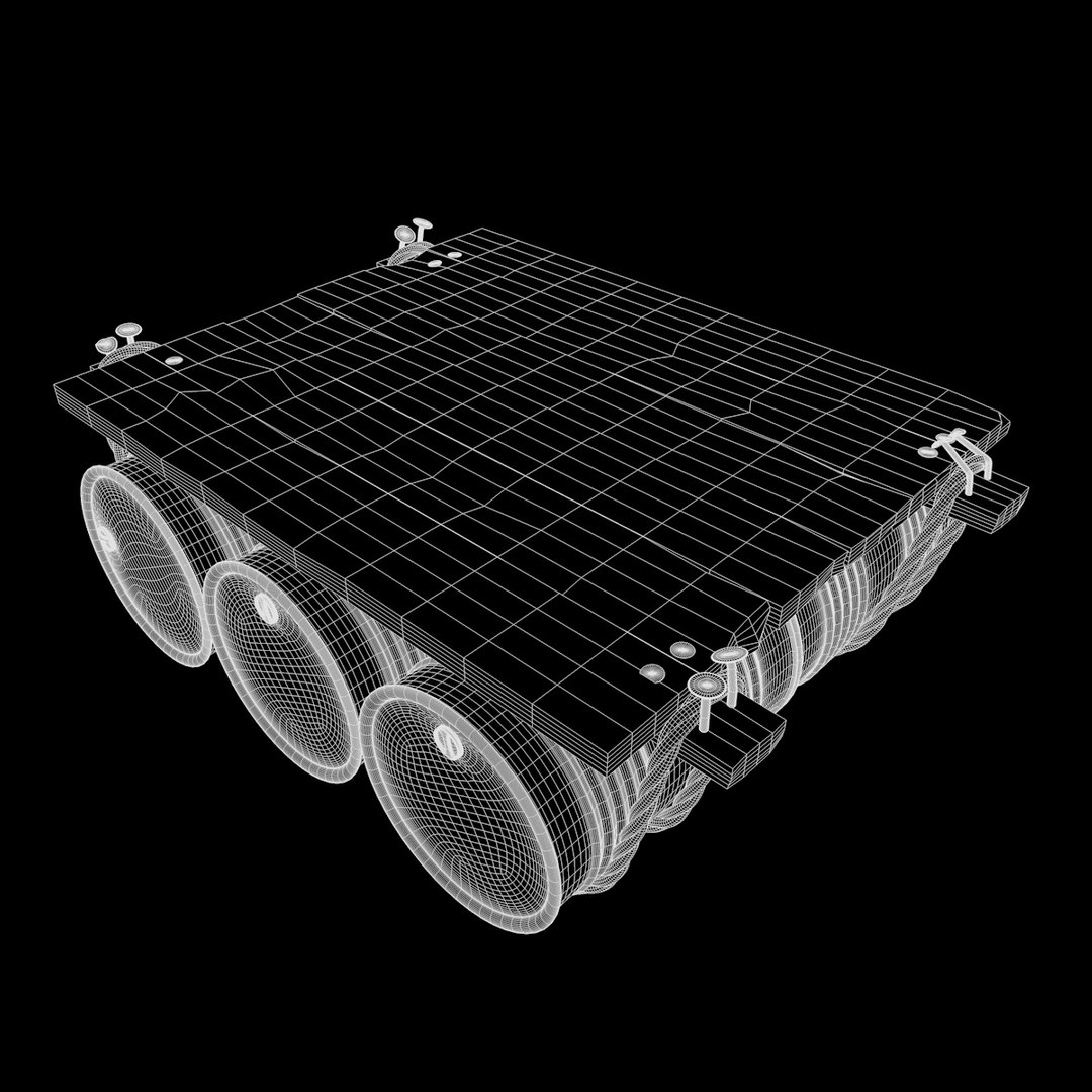 3d 3ds Wooden Raft Boat