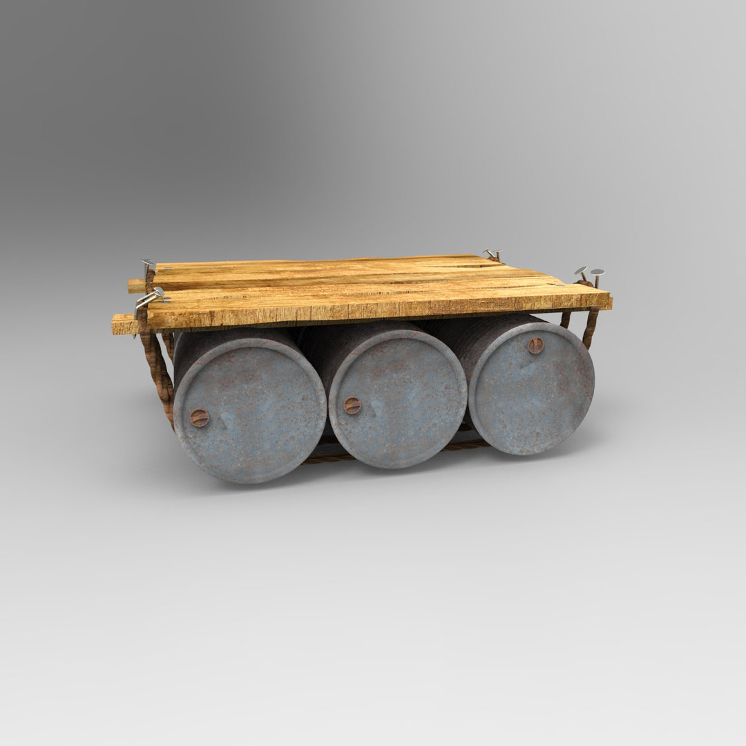 3d 3ds Wooden Raft Boat