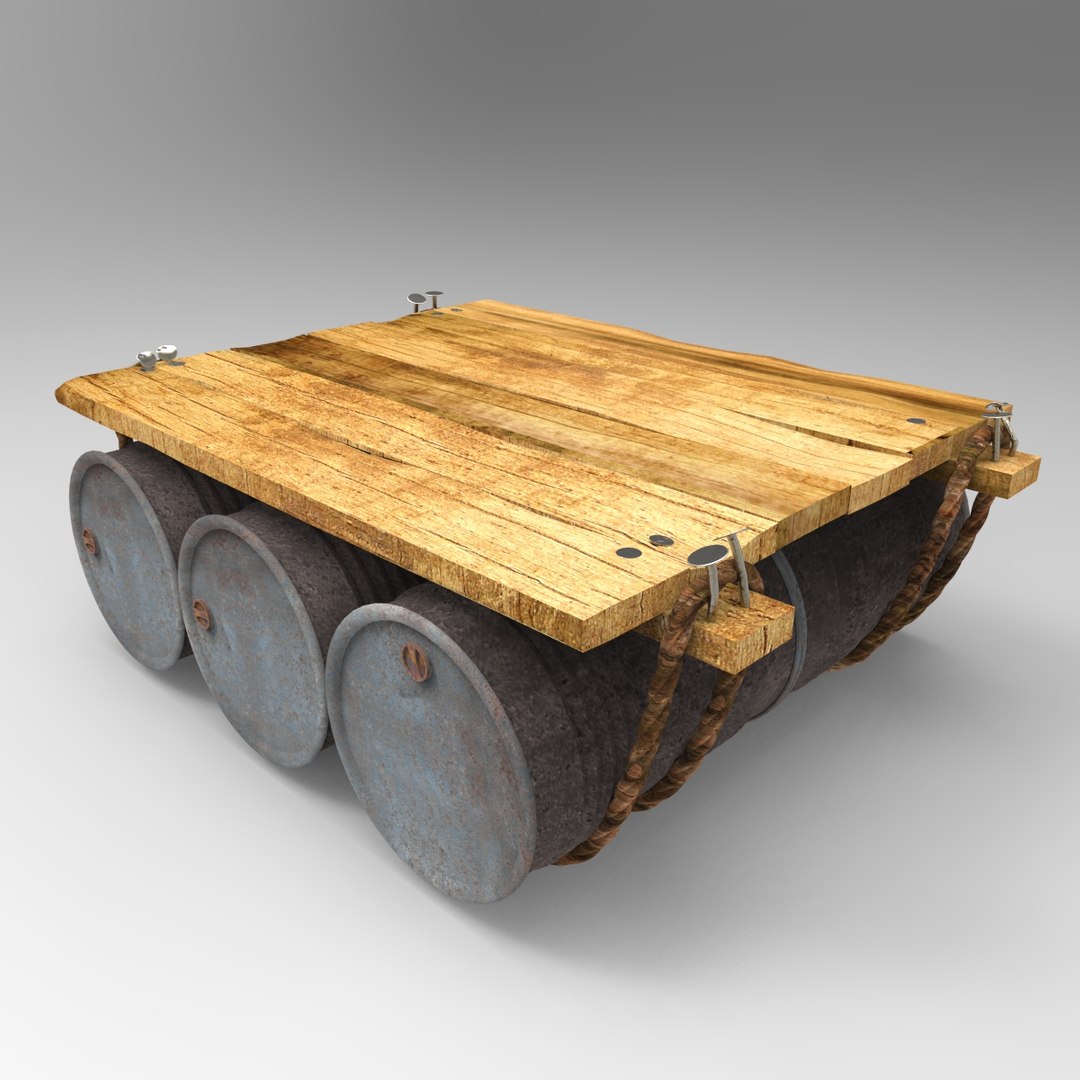 3d 3ds Wooden Raft Boat