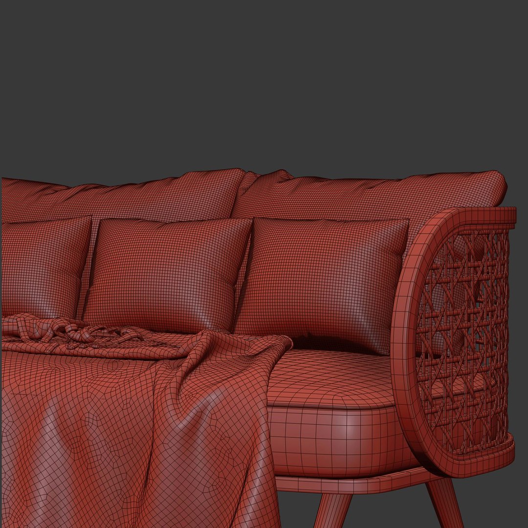 Victoria Wooden Rattan Loveseat PS80 3D - TurboSquid 1772144