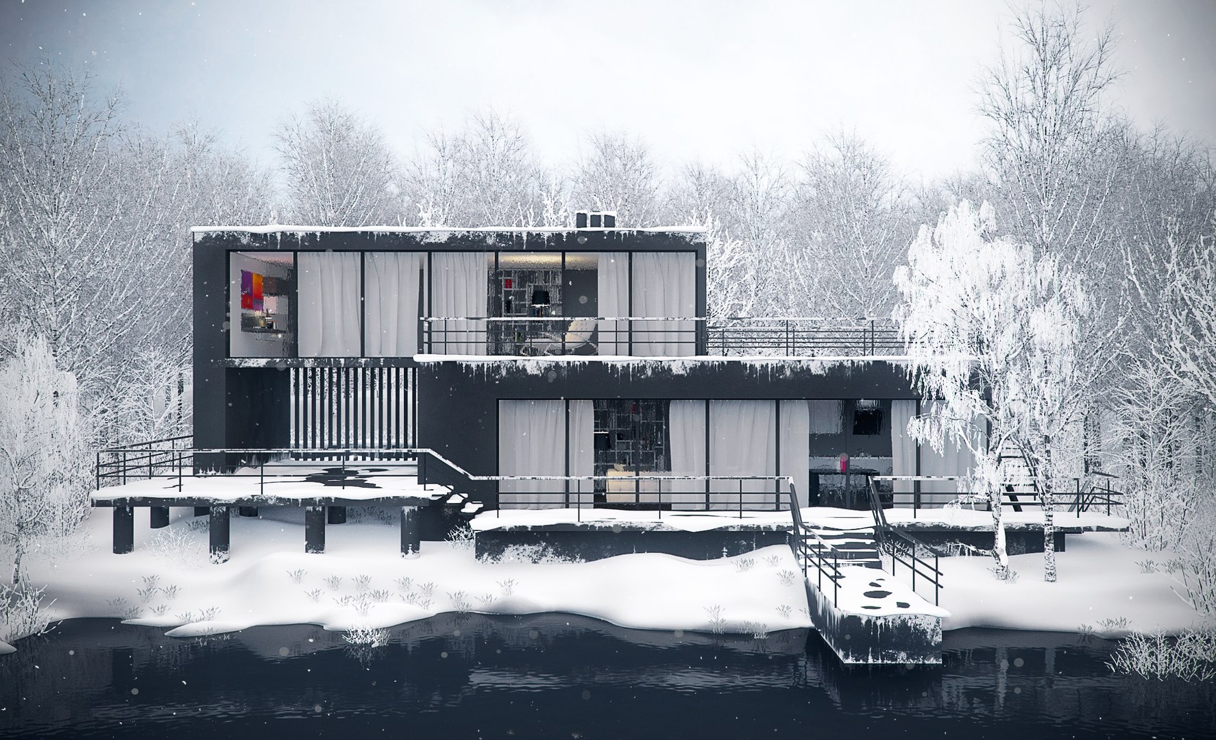 3d winter house model