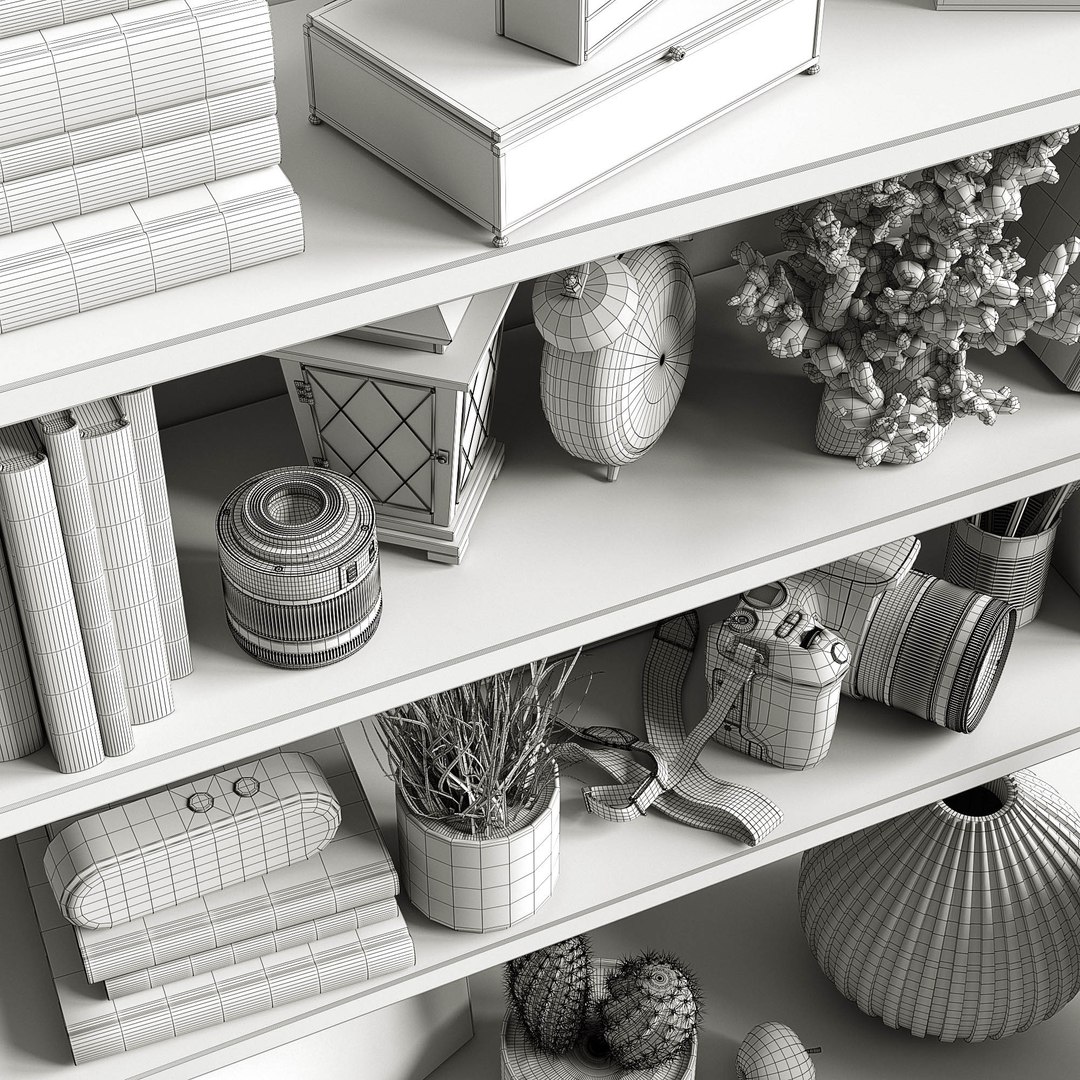 3D Decorative Set Shelves Model - TurboSquid 1507170
