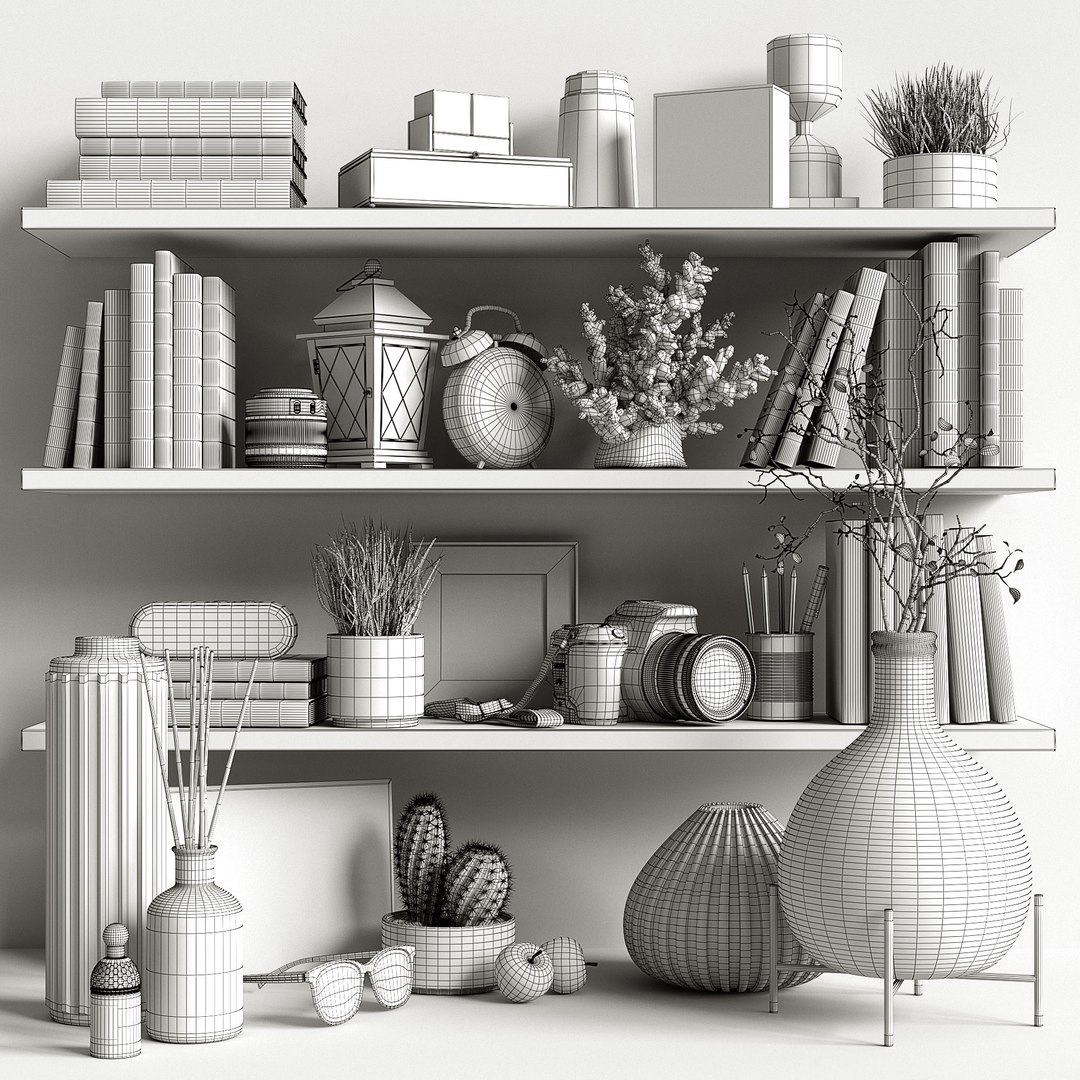 3D Decorative Set Shelves Model - TurboSquid 1507170
