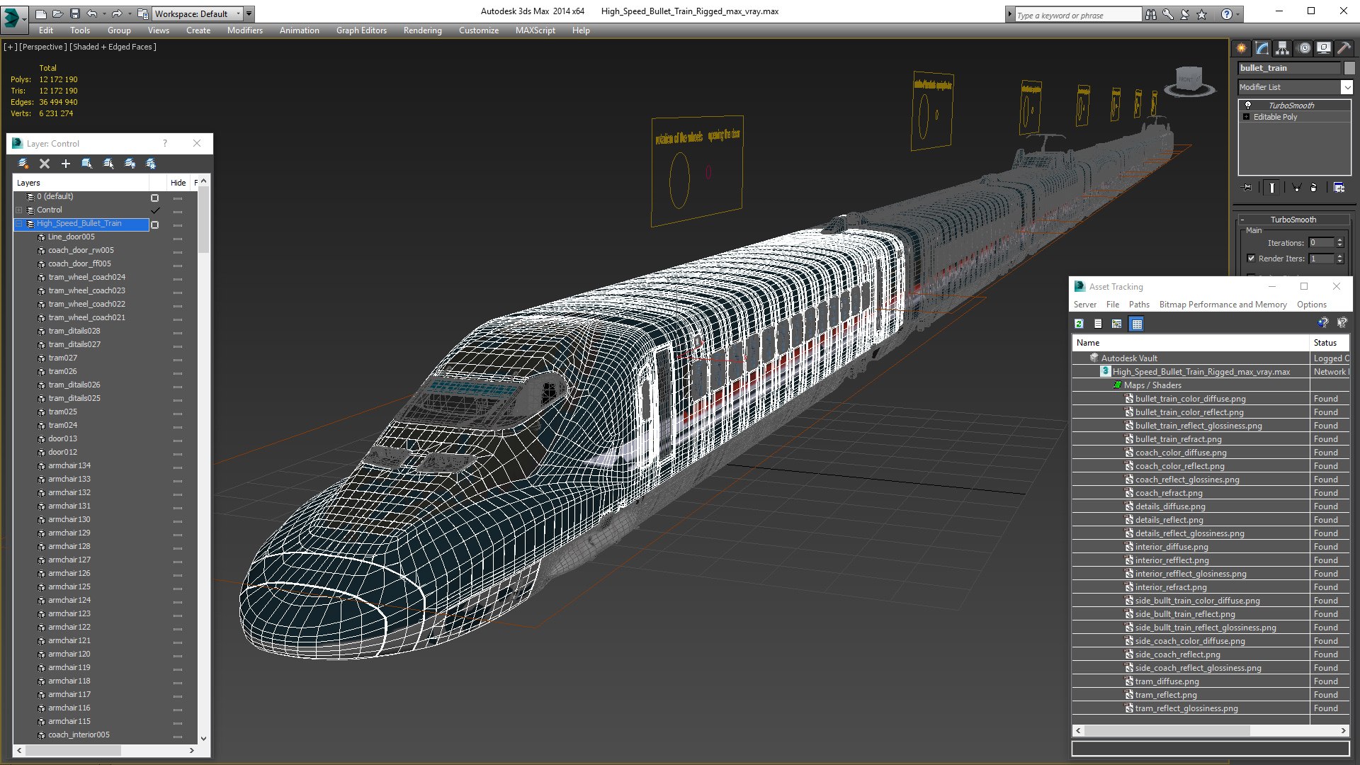 3D Model High Speed Bullet Train Rigged - TurboSquid 1875670