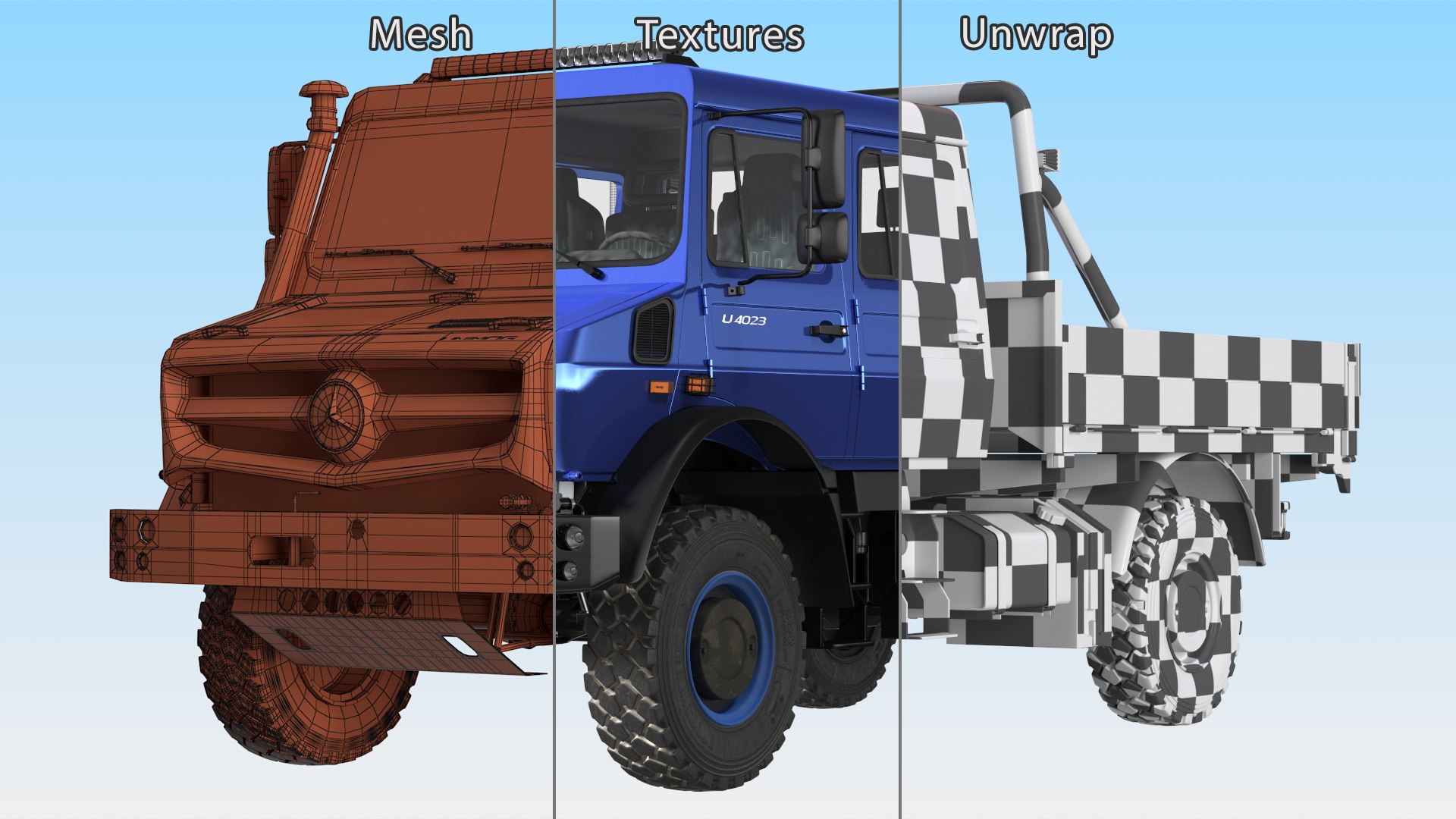 Mercedes Benz Unimog 4023 Off Road Vehicle Simple Interior 3D model ...