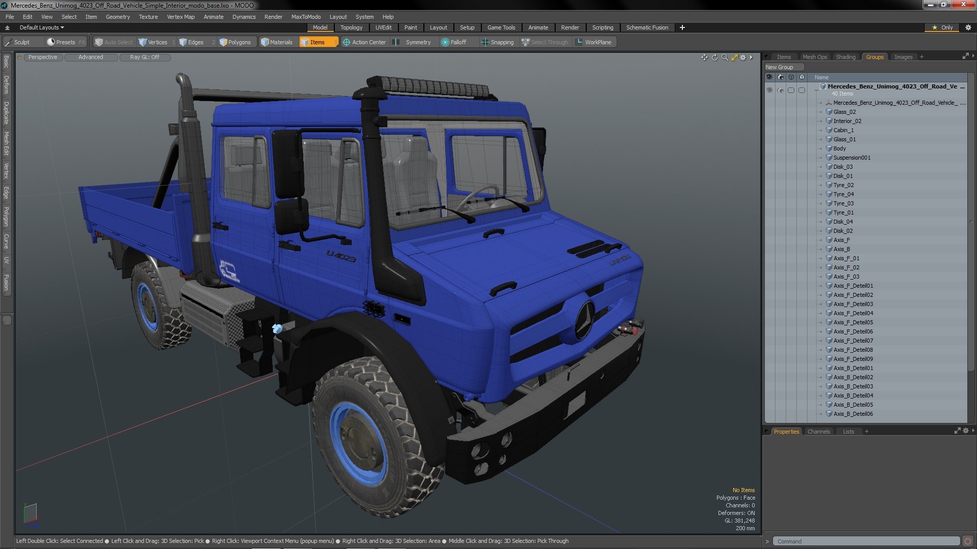 Mercedes Benz Unimog 4023 Off Road Vehicle Simple Interior 3D model ...