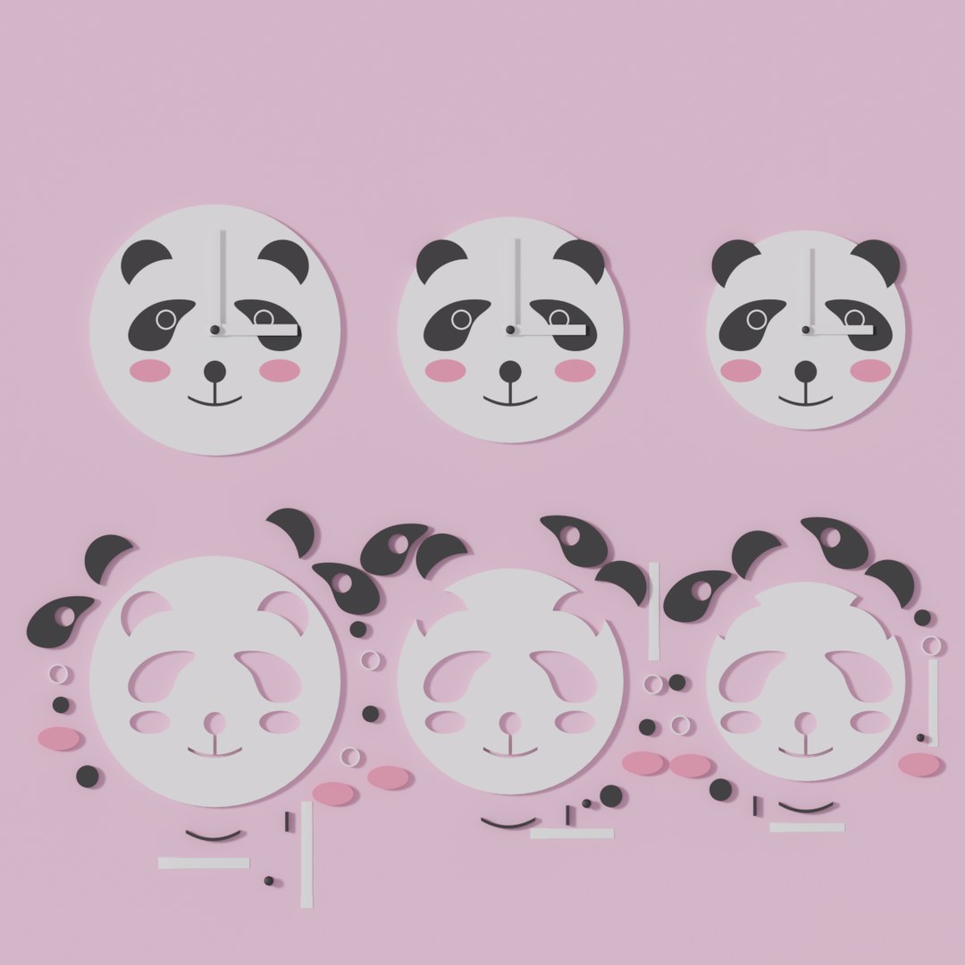 3D Cartoon Cute Panda Clock Puzzle - TurboSquid 1870423