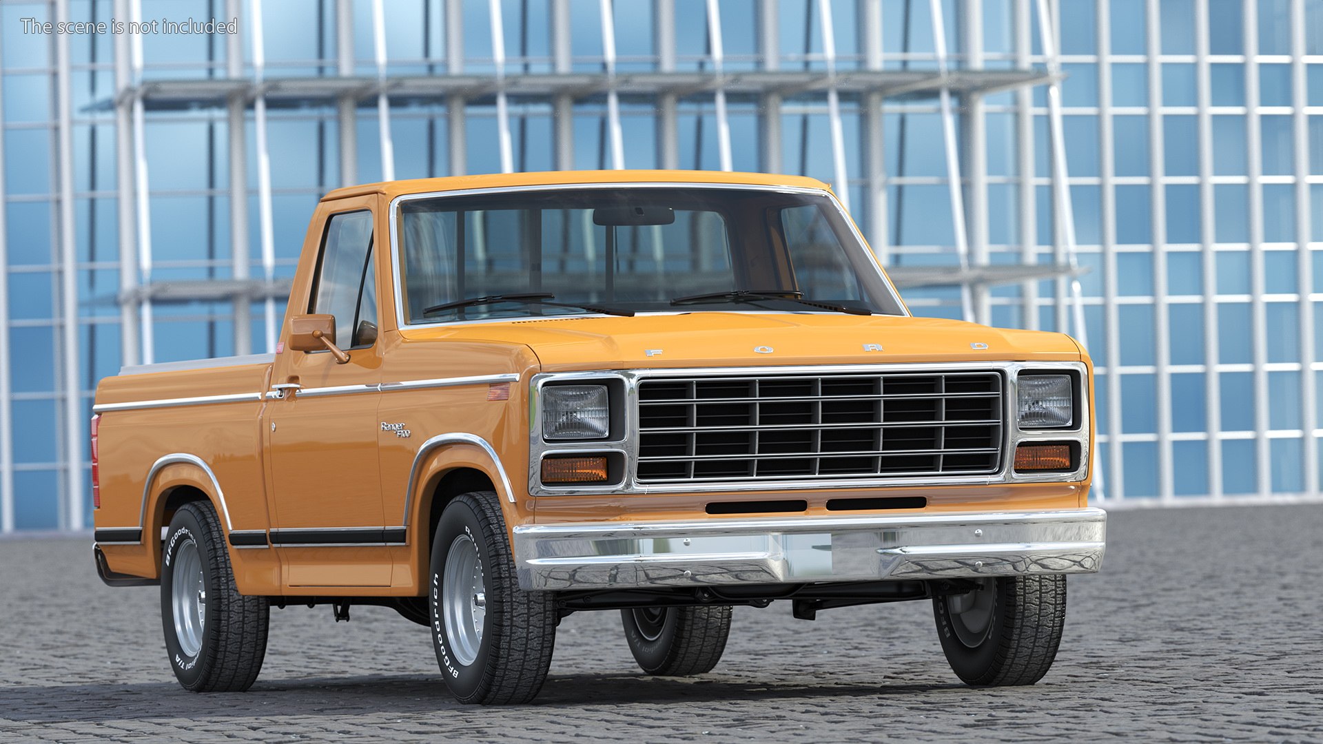 3D Ford Ranger F100 1980 Pickup Orange Simple Interior - TurboSquid 1853411