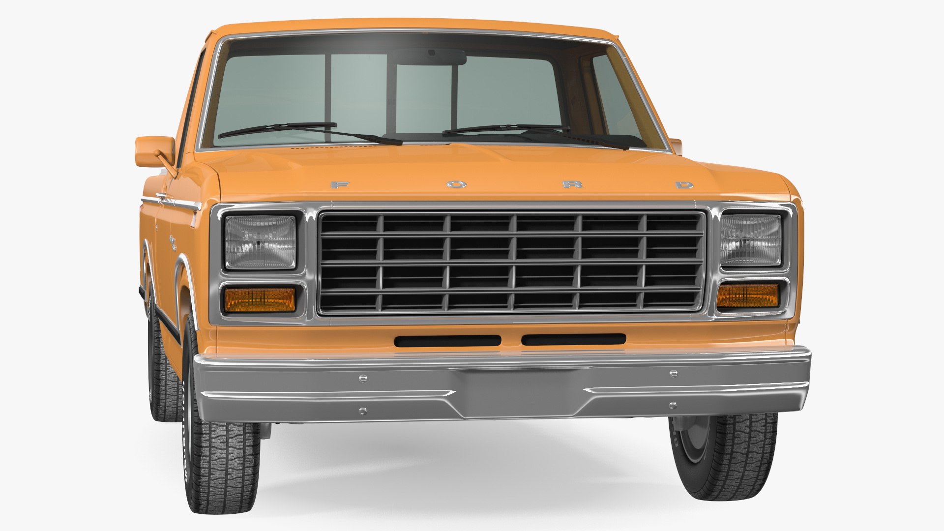 3D Ford Ranger F100 1980 Pickup Orange Simple Interior - TurboSquid 1853411
