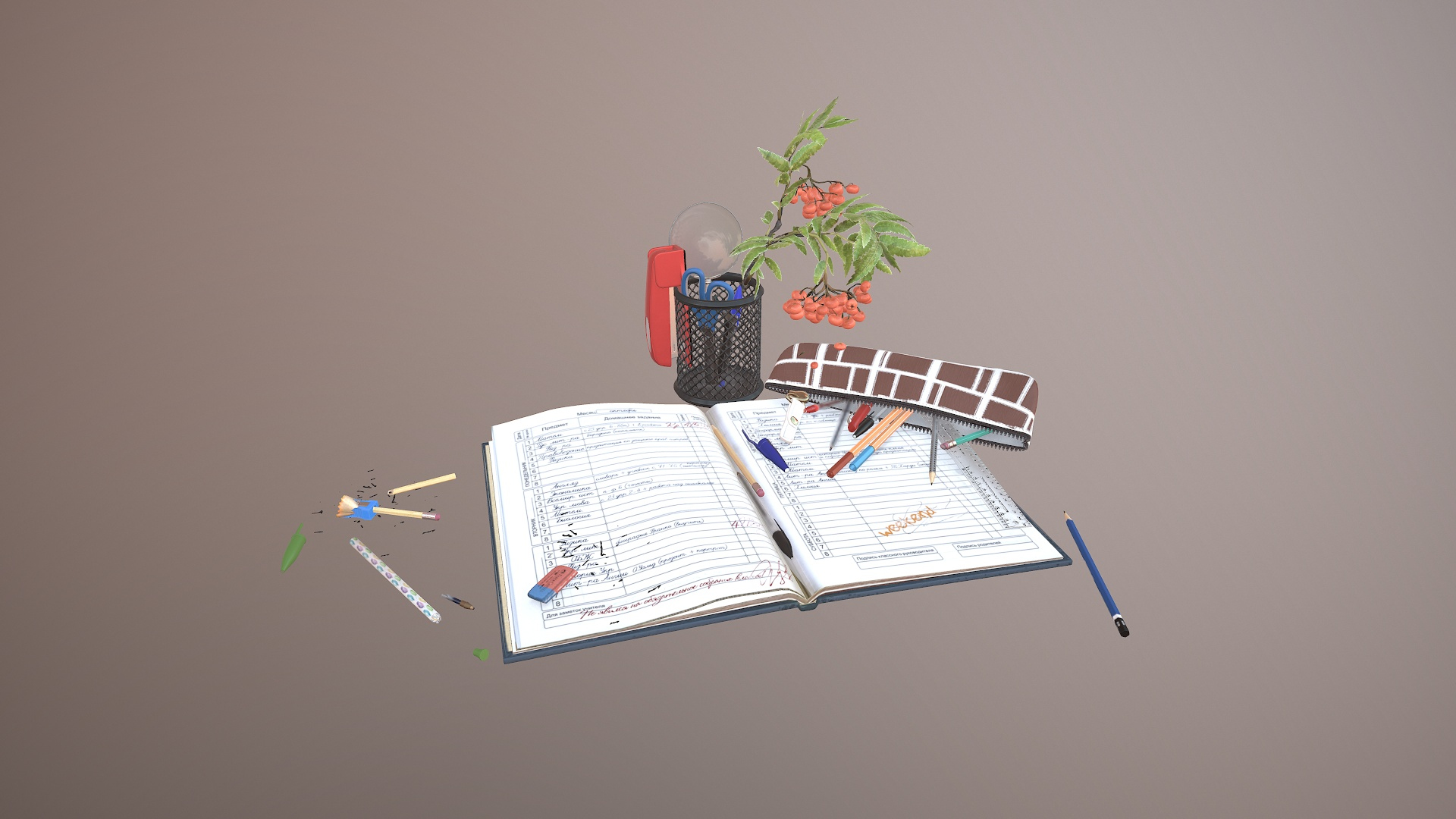 3D School Stationery Model - TurboSquid 1468645