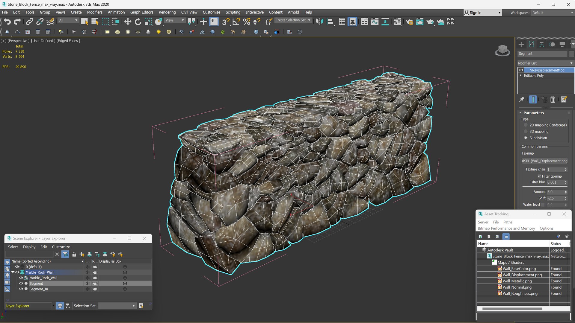 3D Stone Block Fence - TurboSquid 2288488