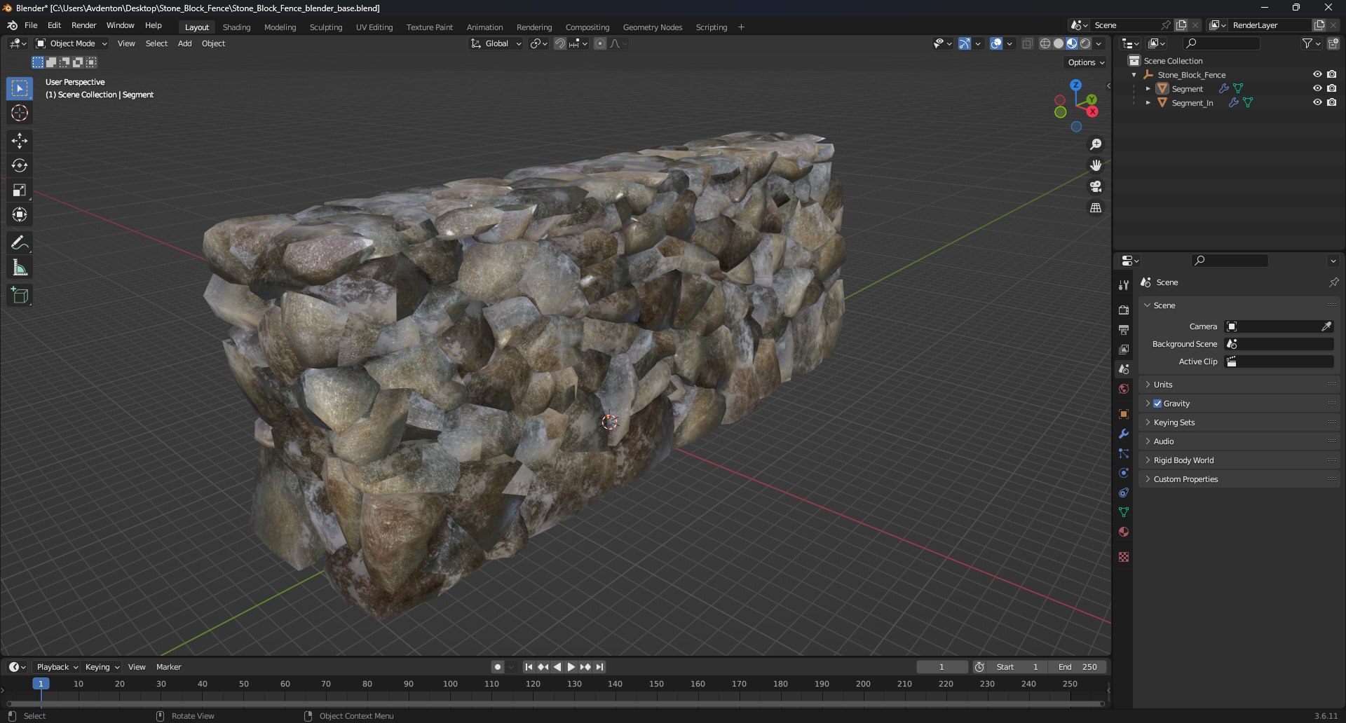 3D Stone Block Fence - TurboSquid 2288488