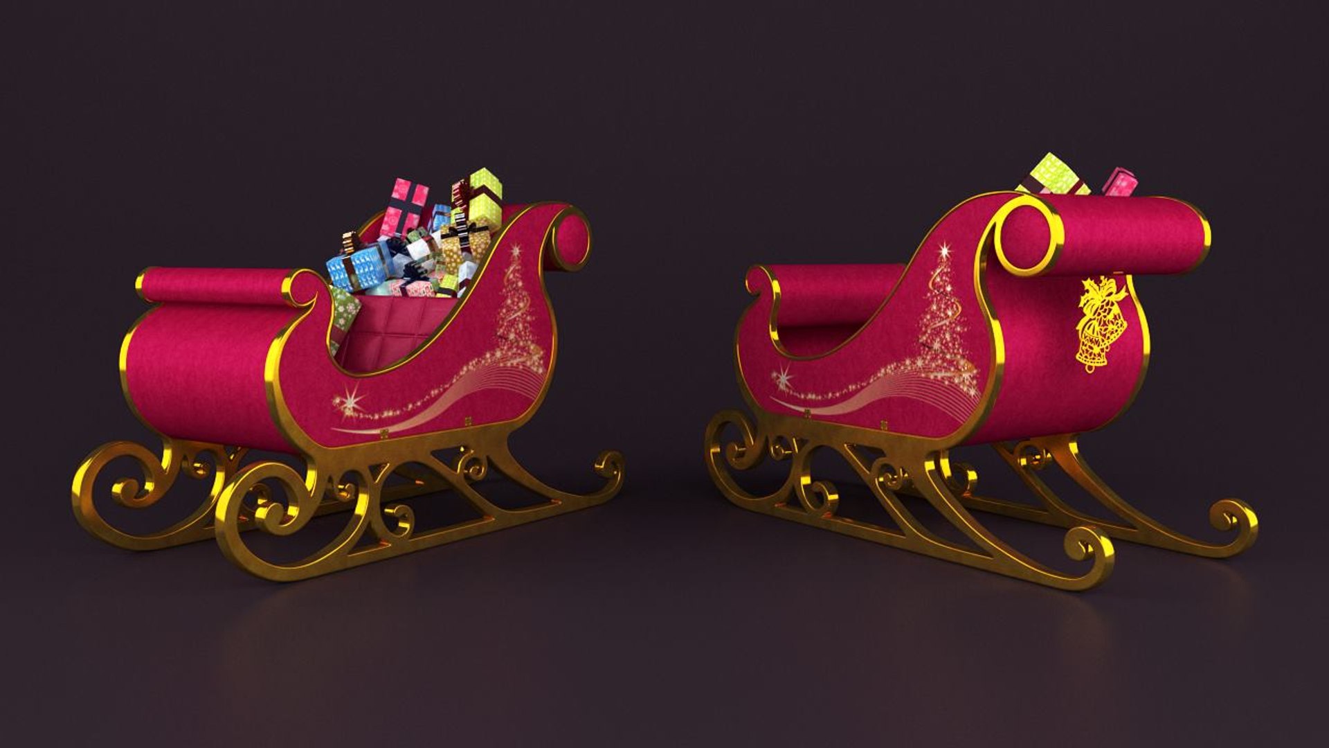 Sledge Santa Gifts 3D Model - TurboSquid 1219052