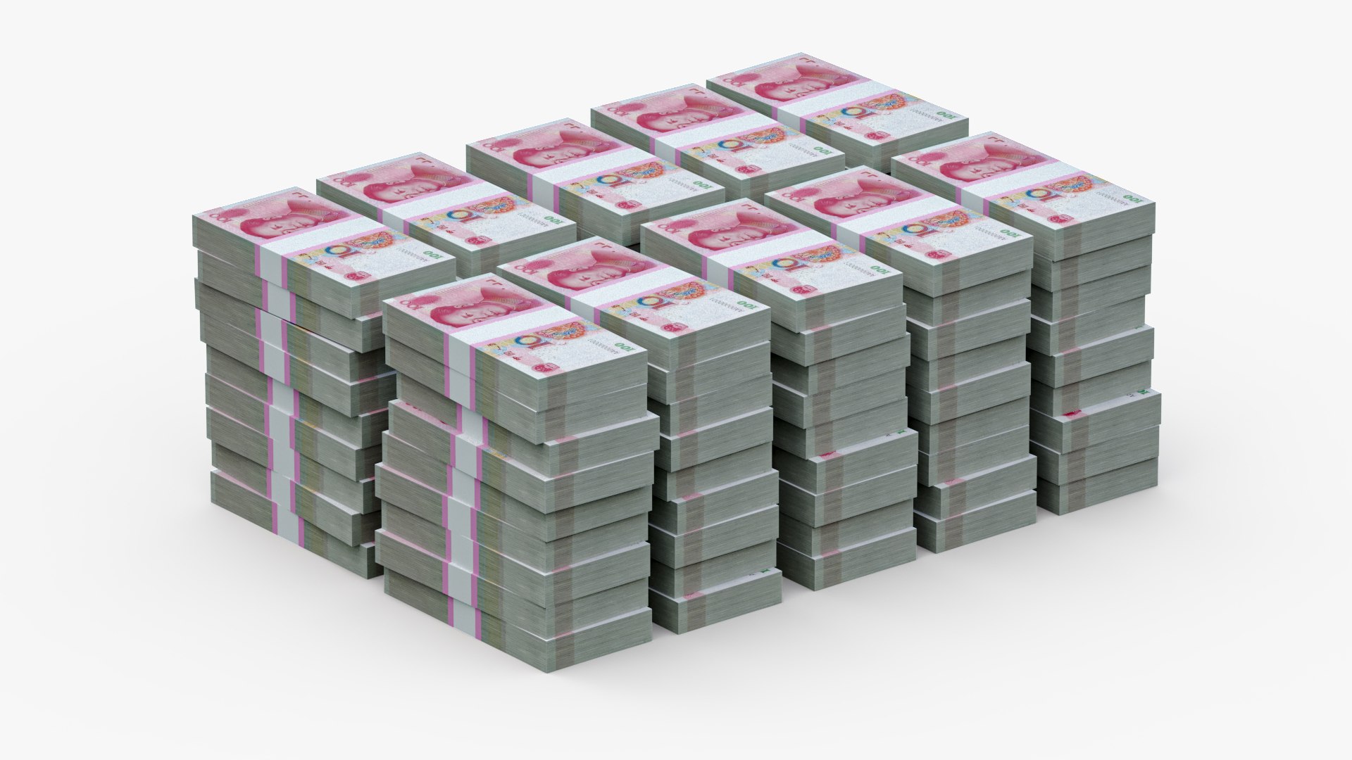 Stacked China Currency 100 Yuan Banknotes 3D Model - TurboSquid 2256160
