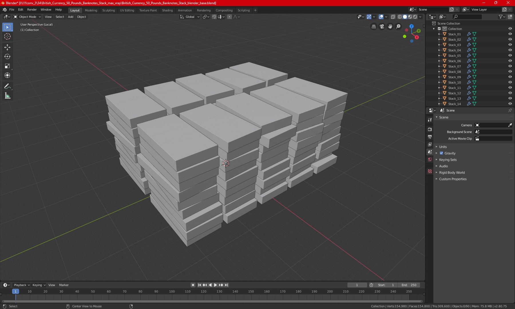 Stacked China Currency 100 Yuan Banknotes 3D Model - TurboSquid 2256160