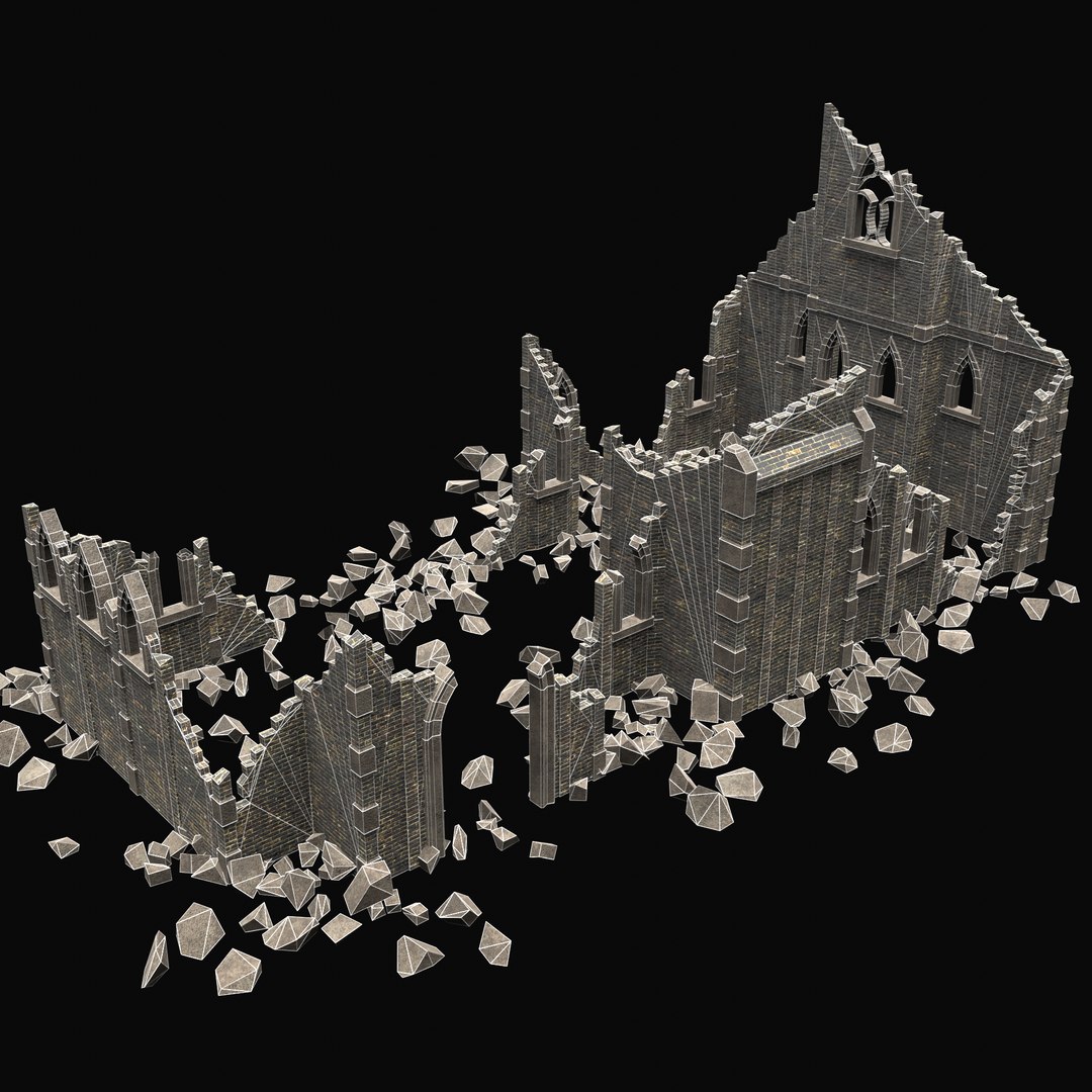 RUINED RUIN MEDIEVAL CHURCH TEMPLE GOTHIC CASTLE COLLECTION 3D Model ...