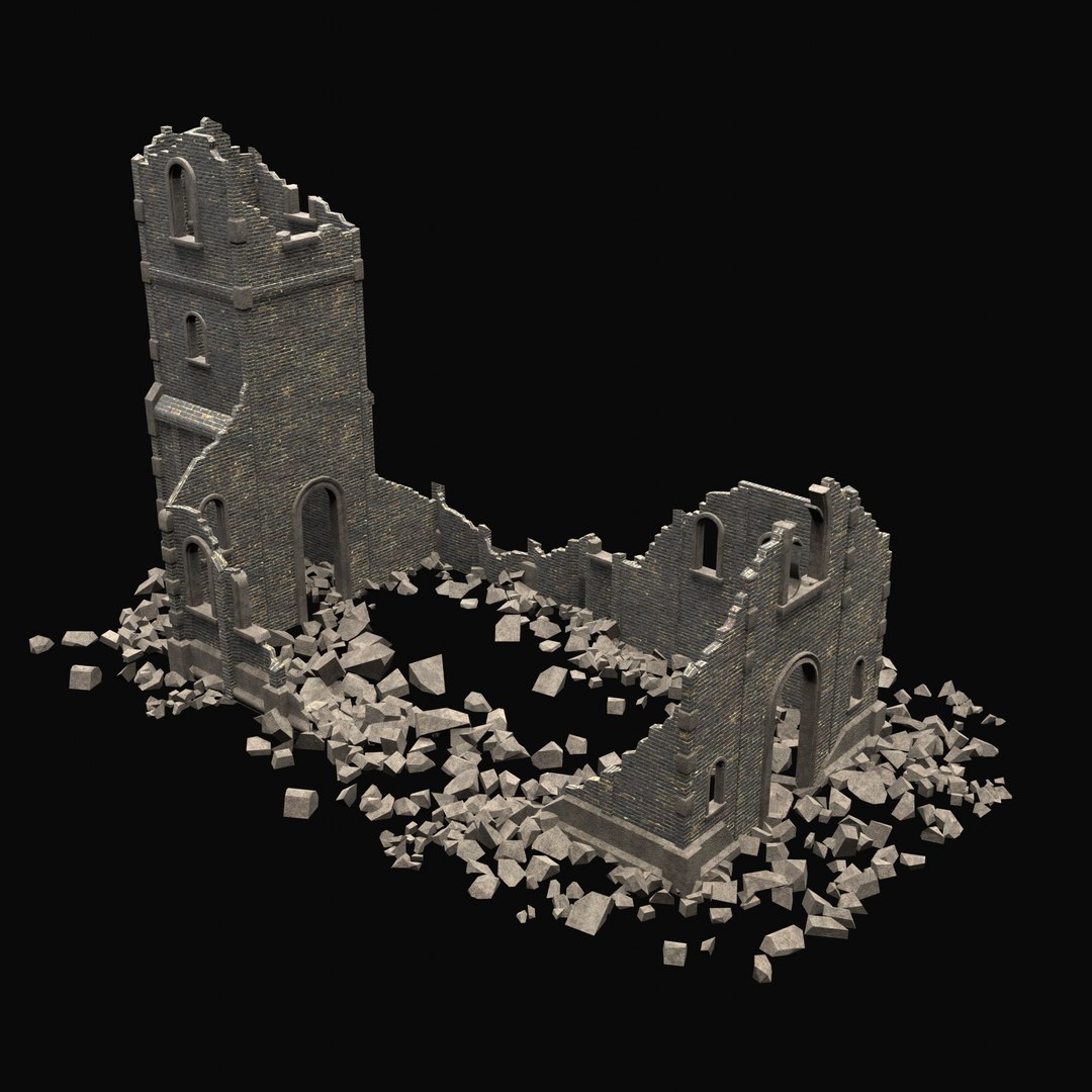 RUINED RUIN MEDIEVAL CHURCH TEMPLE GOTHIC CASTLE COLLECTION 3D Model ...
