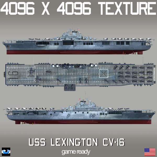 3D uss lexington cv-16 cv - TurboSquid 1489987