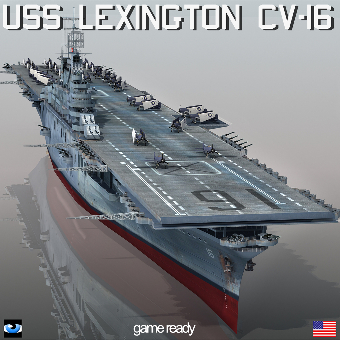 3D uss lexington cv-16 cv - TurboSquid 1489987