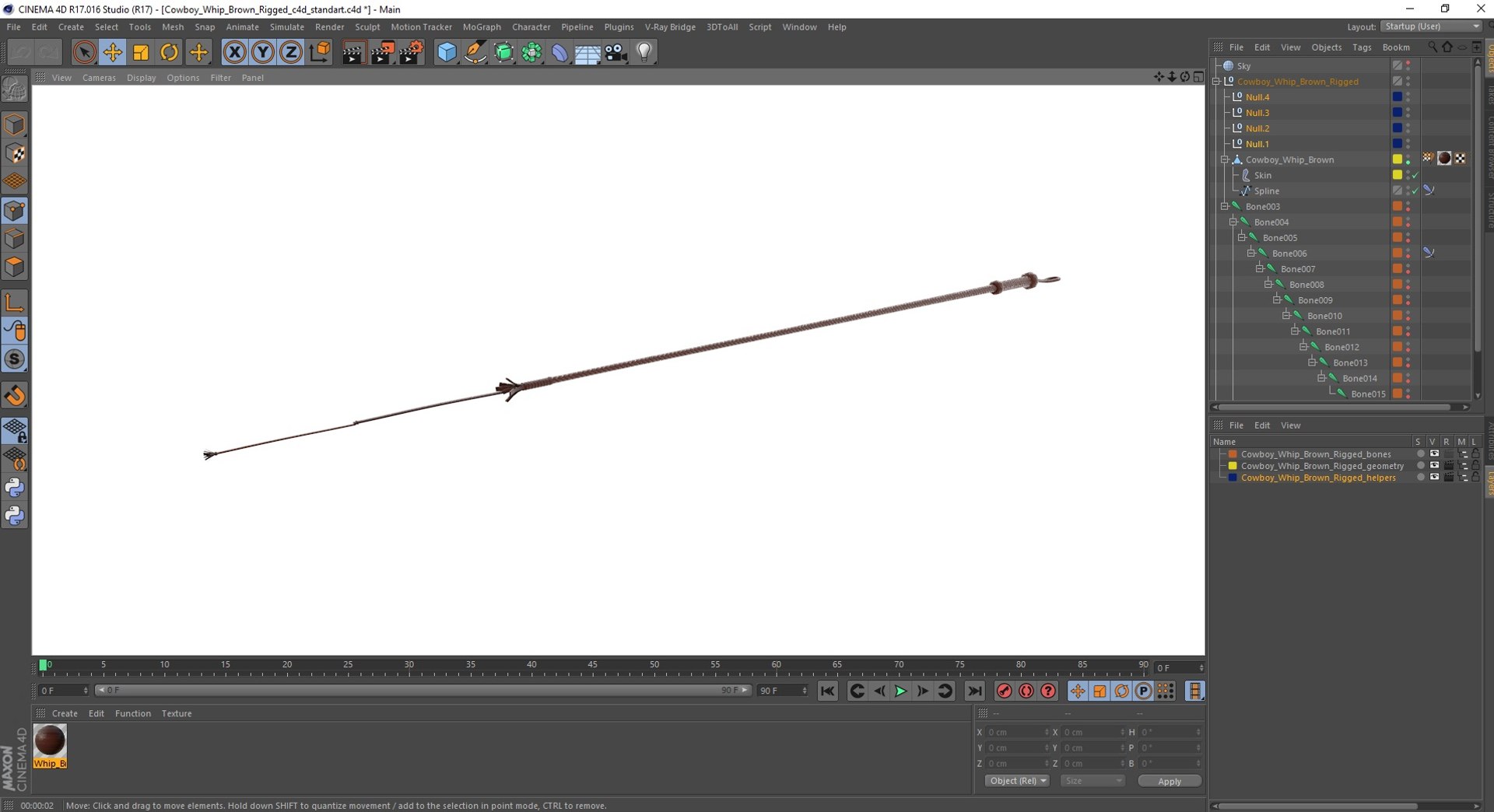 Cowboy Whip Brown Rigged for Cinema 4D model - TurboSquid 2113382