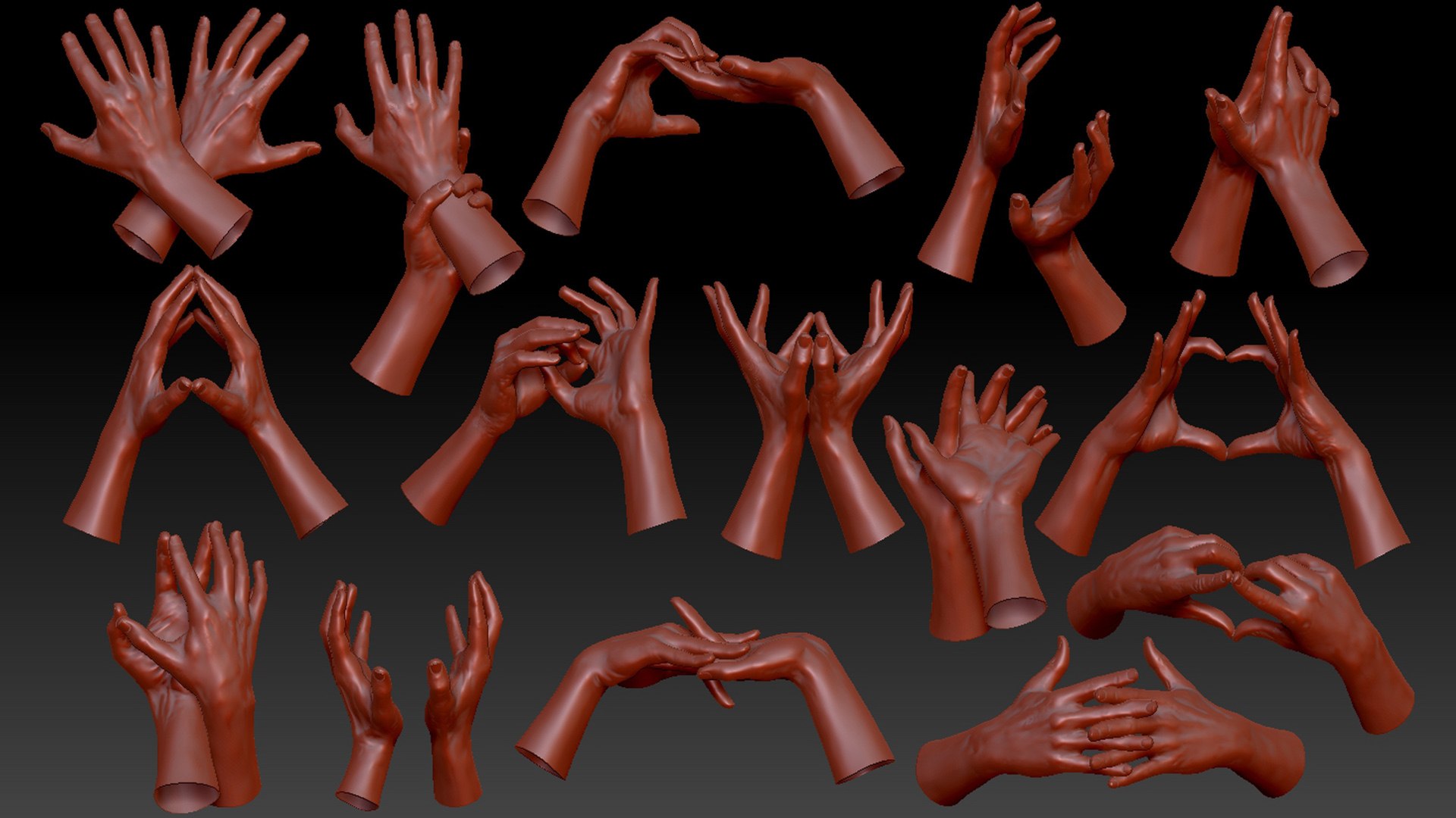 3D 16 Posed Male Duo Hand Scans - TurboSquid 2190711